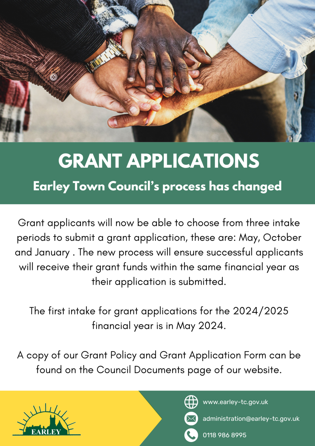 Grant Applications 2024/25 – Application Process Changes – Earley Town ...