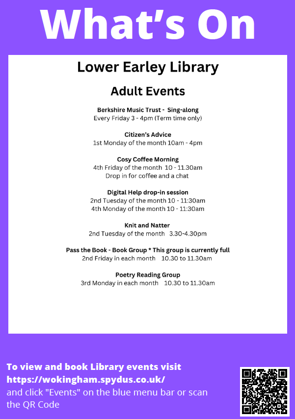 What’s on at Lower Earley Library throughout February – Earley Town Council